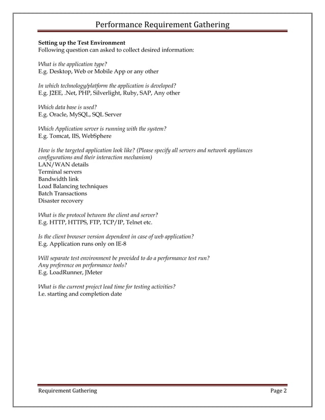 Performance Requirement Gathering | PDF | Computer Software and ...