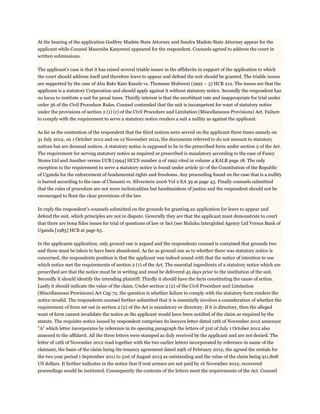 Requirement of a statutory notice in Uganda's laws | DOCX