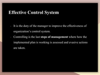 Requirement of effective control system | PPTX