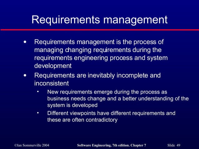 Requirements Engineering Processes in Software Engineering SE6 | PPT