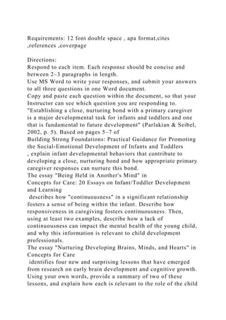 Requirements 12 font double space , apa format,cites ,references ,c.docx