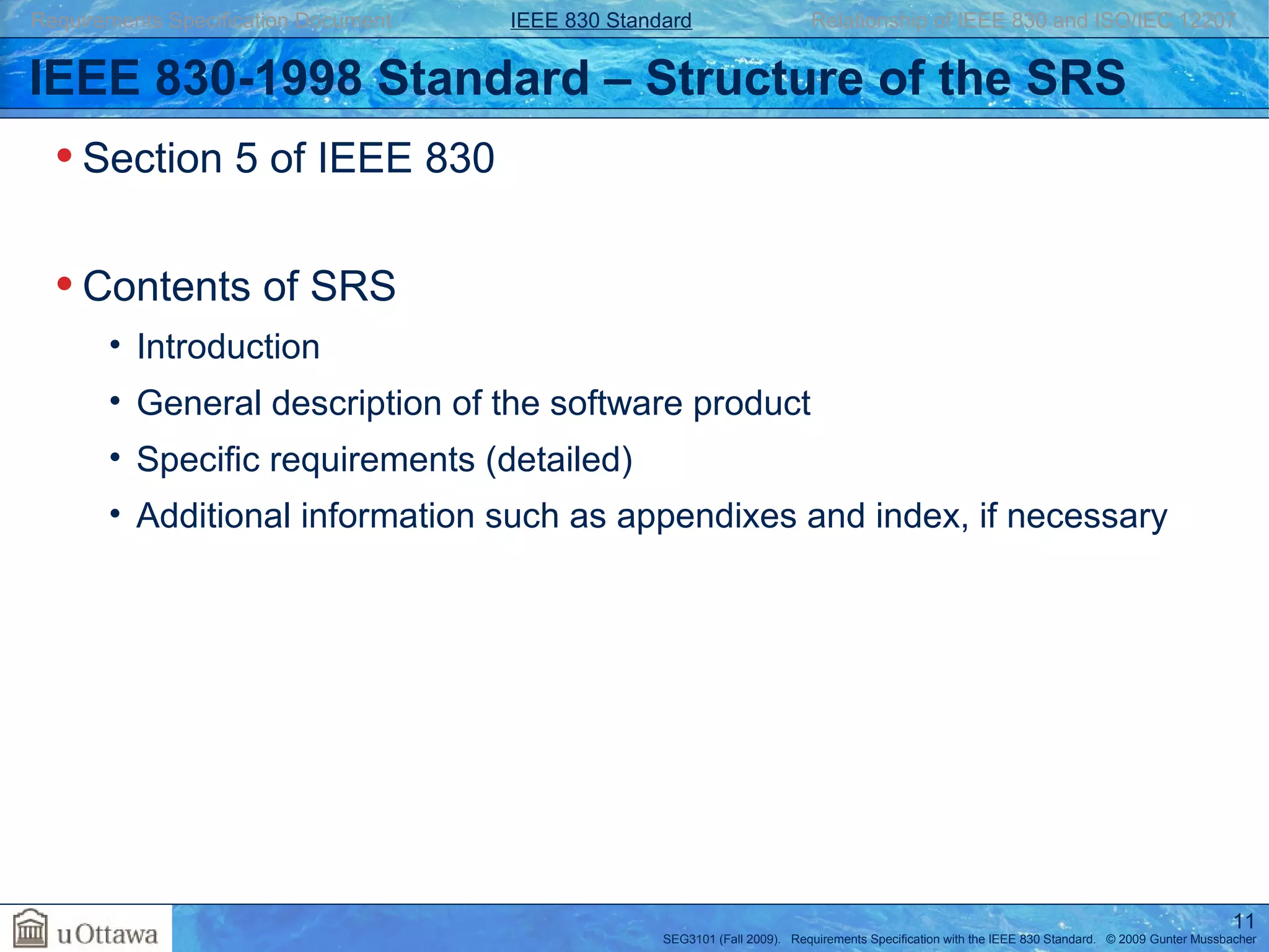 Requirements documentation standards ieee830 | PPT