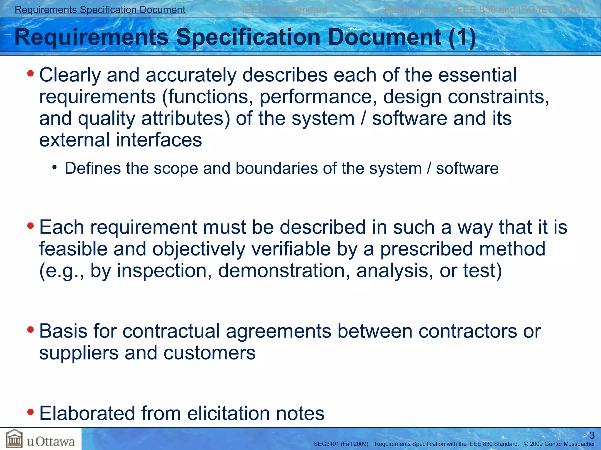 Requirements documentation standards ieee830 | PPT
