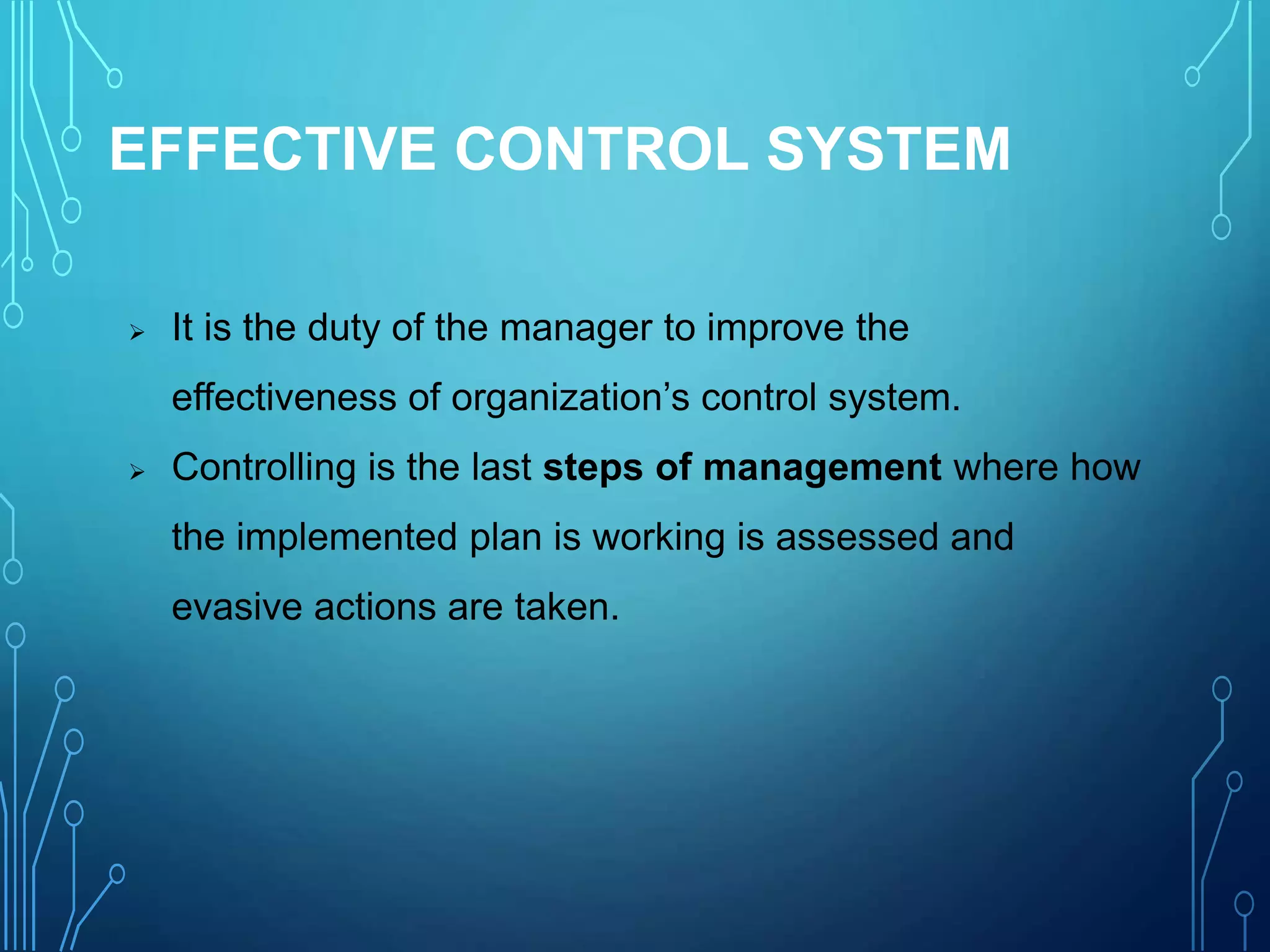 Requirements for a effective control system | PPTX