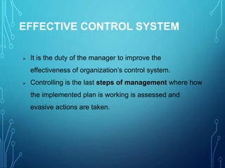 Requirements for a effective control system | PPTX
