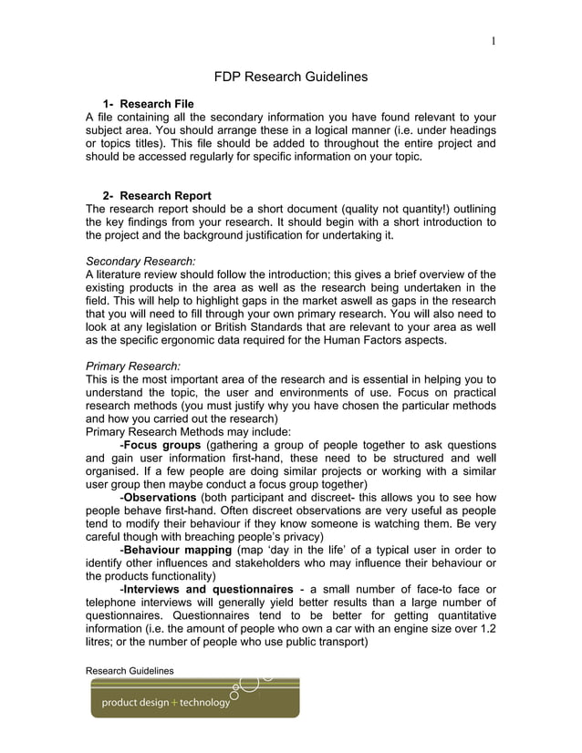 Requirements For Fdp Research Stage | DOC