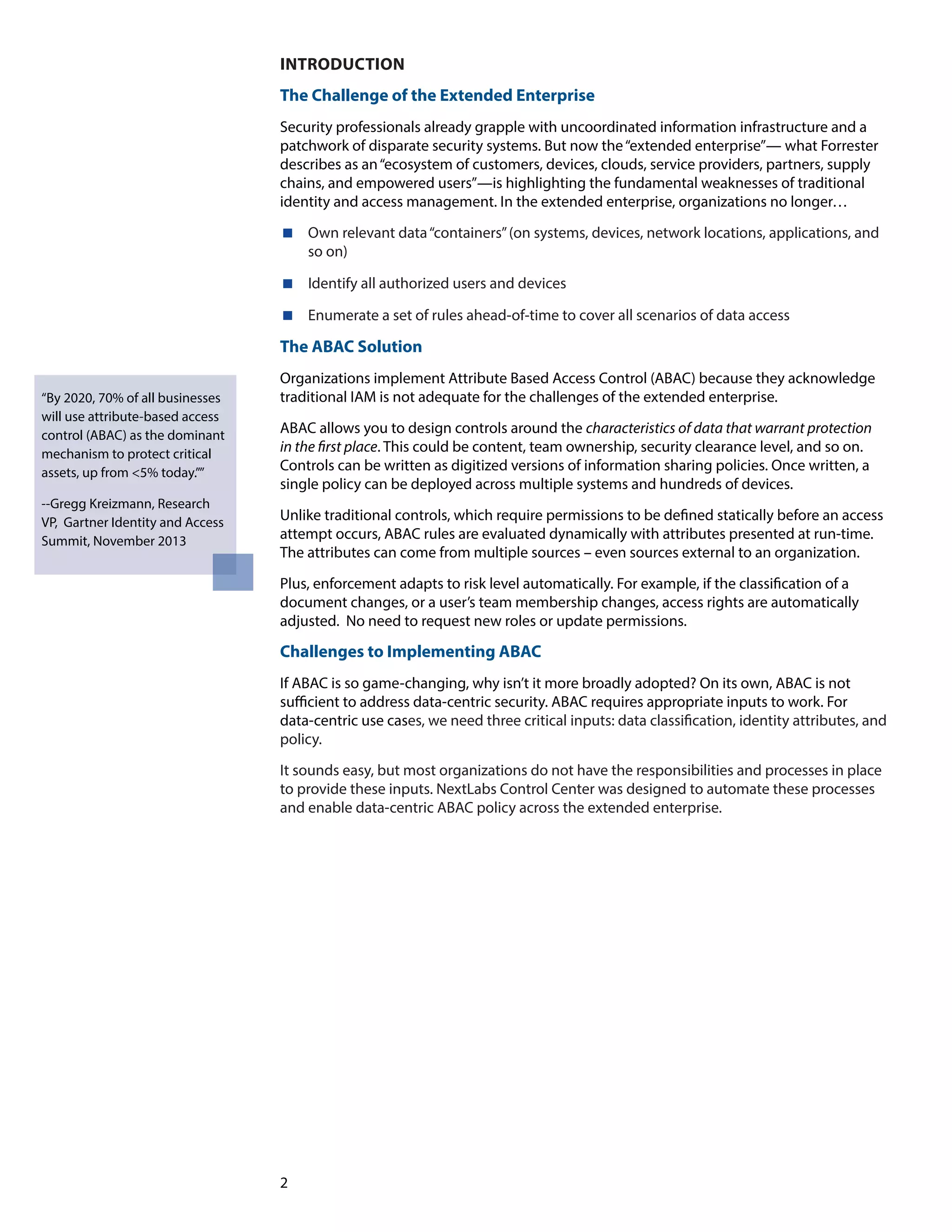 Requirements for Implementing Data-Centric ABAC | PDF