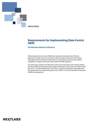 Requirements for Implementing Data-Centric ABAC | PDF | Technology & Computing