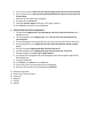 Requirements for ms word comp101 | DOCX