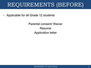 REQUIREMENTS FOR work immersion ppt.ppt