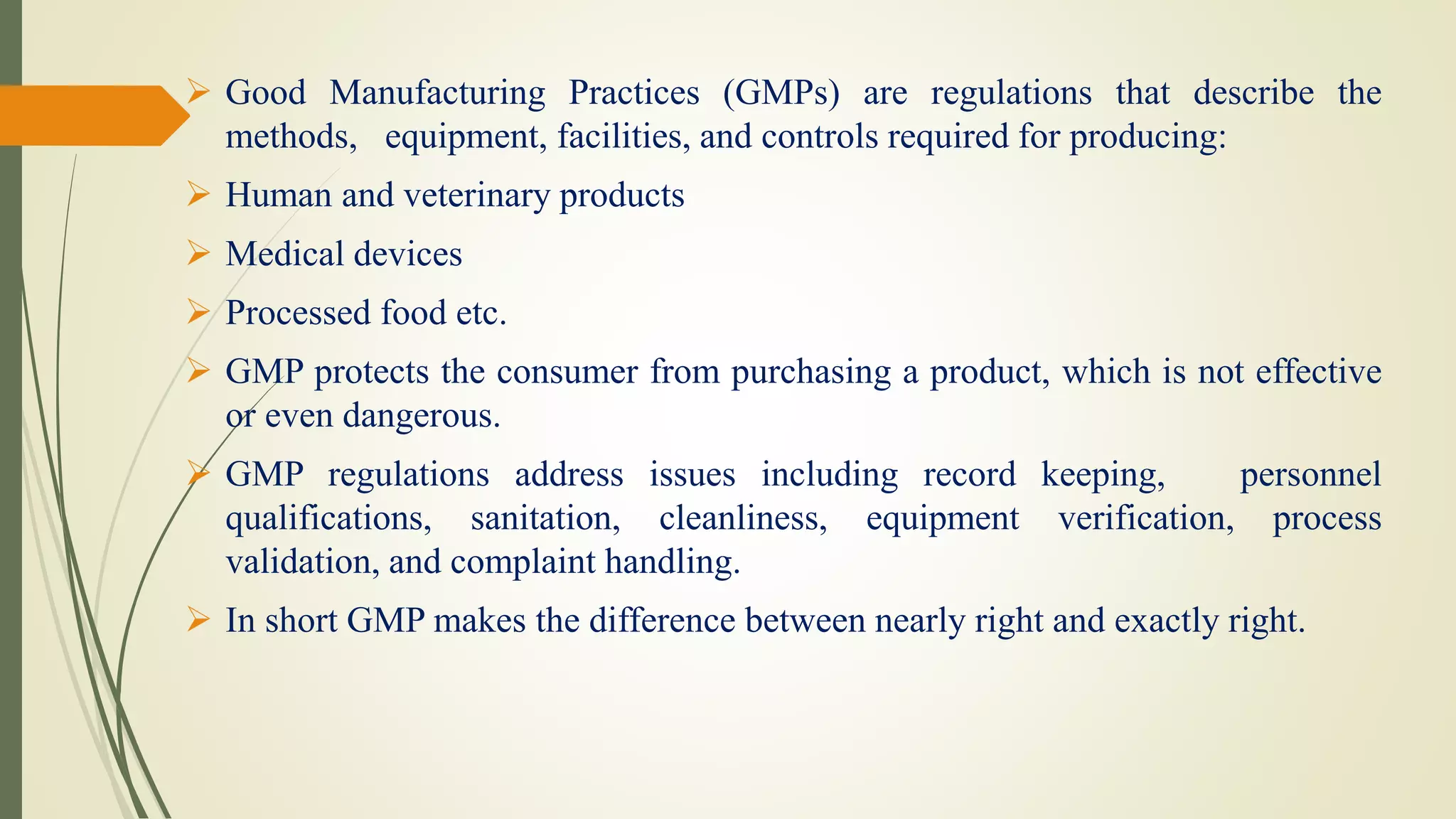 GMP, cGMP, USFDA etc | PPTX