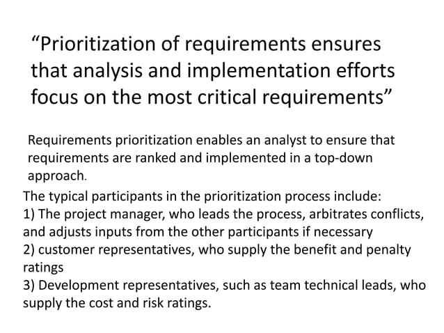 Requirements prioritization | PPTX | Business | Business and Finance