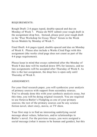 REQUIREMENTSRough Draft 2-6 pages typed, double-spaced and.docx