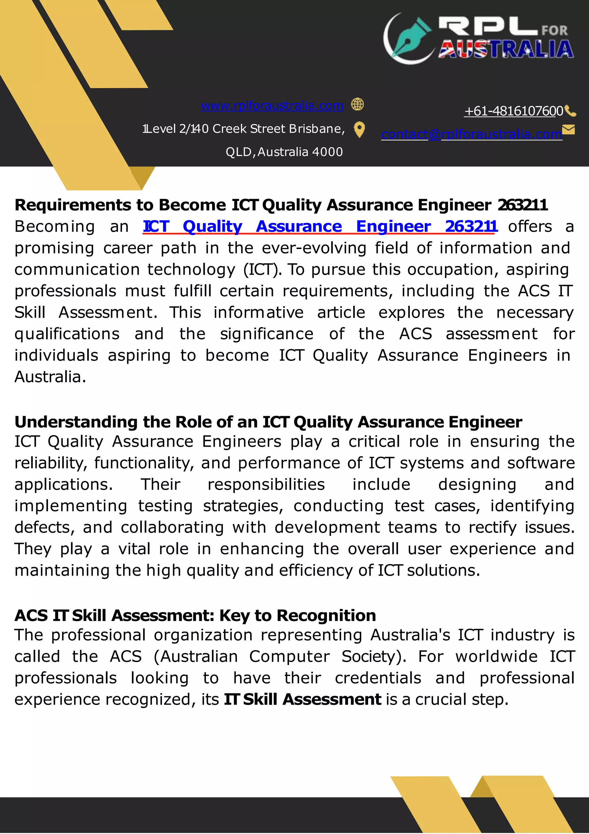 Requirements to Become ICT Quality Assurance Engineer 263211.pptx