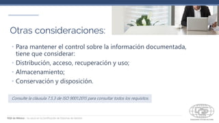 Requisitos para la información documentada - De acuerdo a ISO 9001:2015 ...