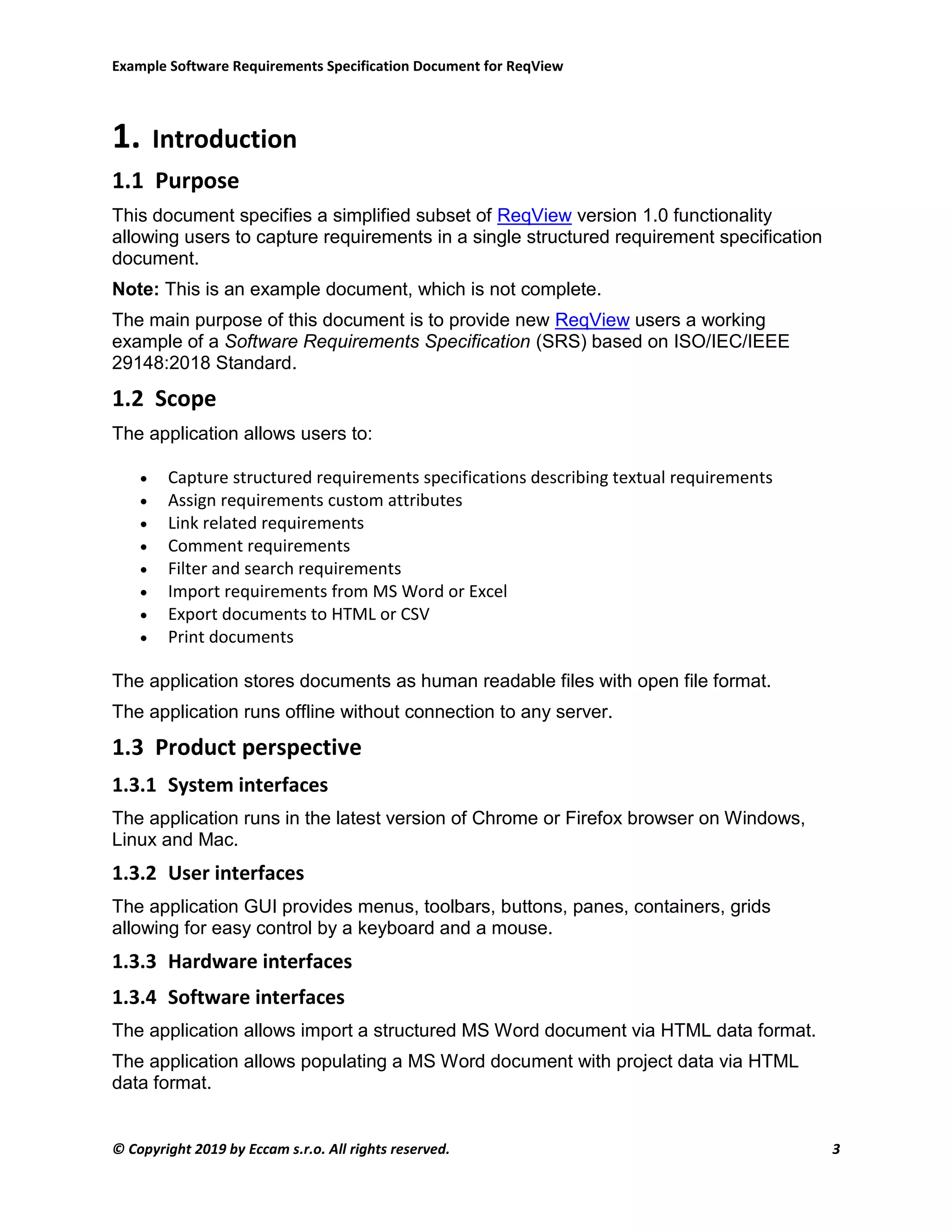 Example Software Requirements Specification Document for ReqView | PDF Example Software Requirements Specification Document for ReqView | PDF