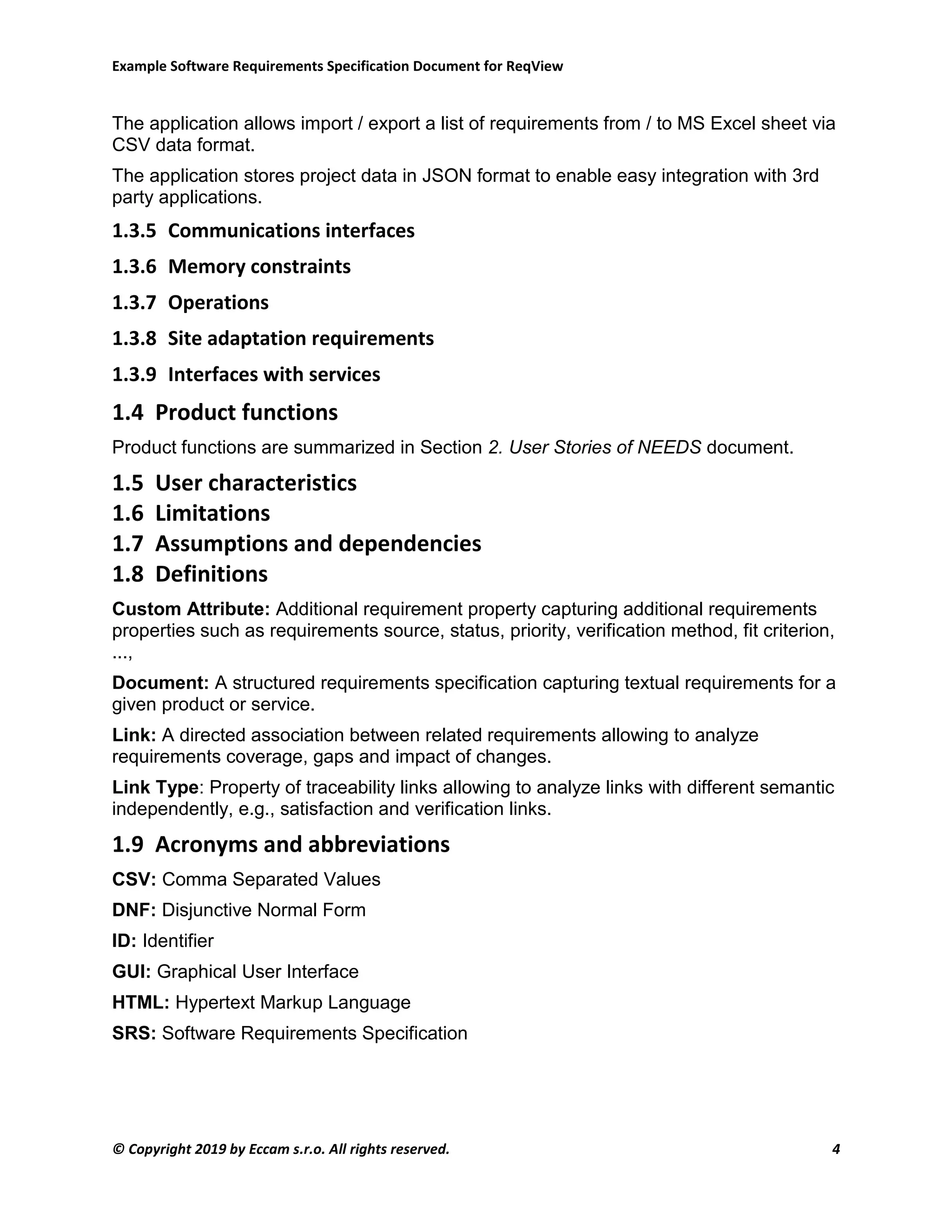 Example Software Requirements Specification Document for ReqView | PDF Example Software Requirements Specification Document for ReqView | PDF