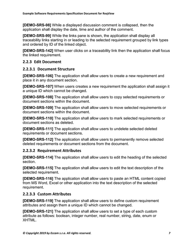 Example Software Requirements Specification Document For Reqview Pdf