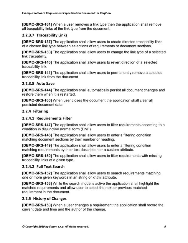 Example Software Requirements Specification Document for ReqView | PDF