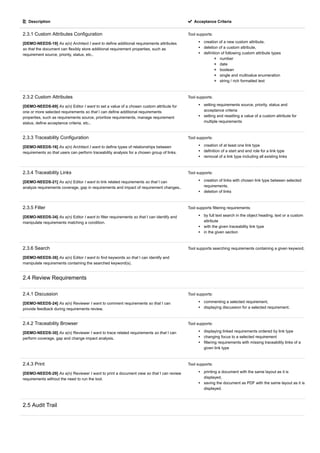 Example User Stories Specification for ReqView | PDF