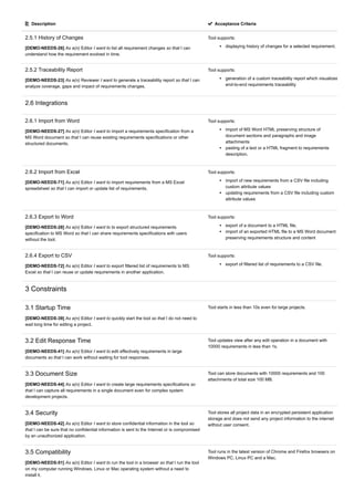 Example User Stories Specification for ReqView | PDF