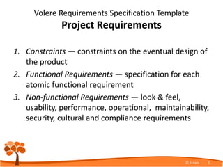 ReqView / Volere Requirements Specification Template | PDF