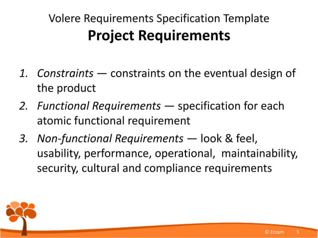 ReqView / Volere Requirements Specification Template | PDF