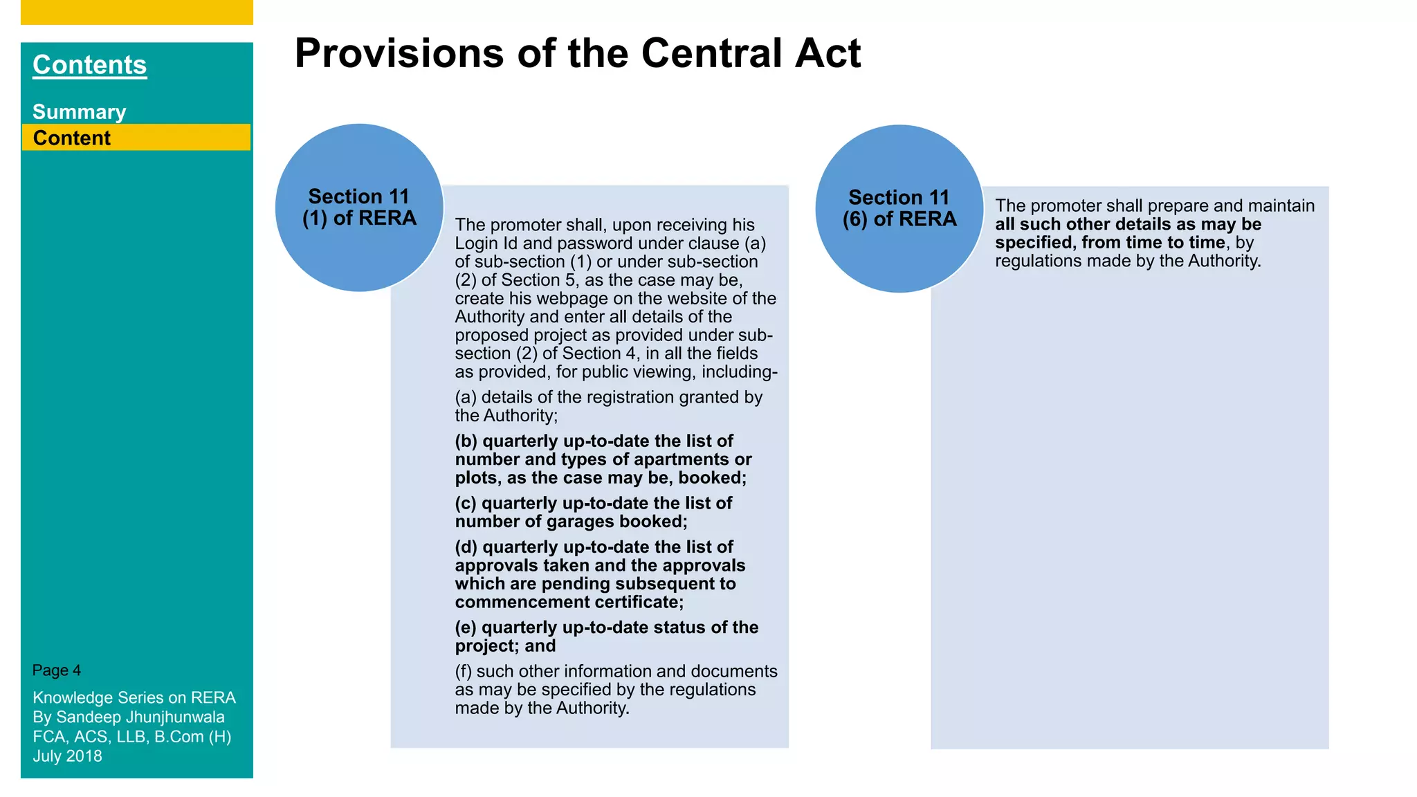 RERA - Quarterly update compliance - Karnataka - Sandeep Jhunjhunwala | PDF