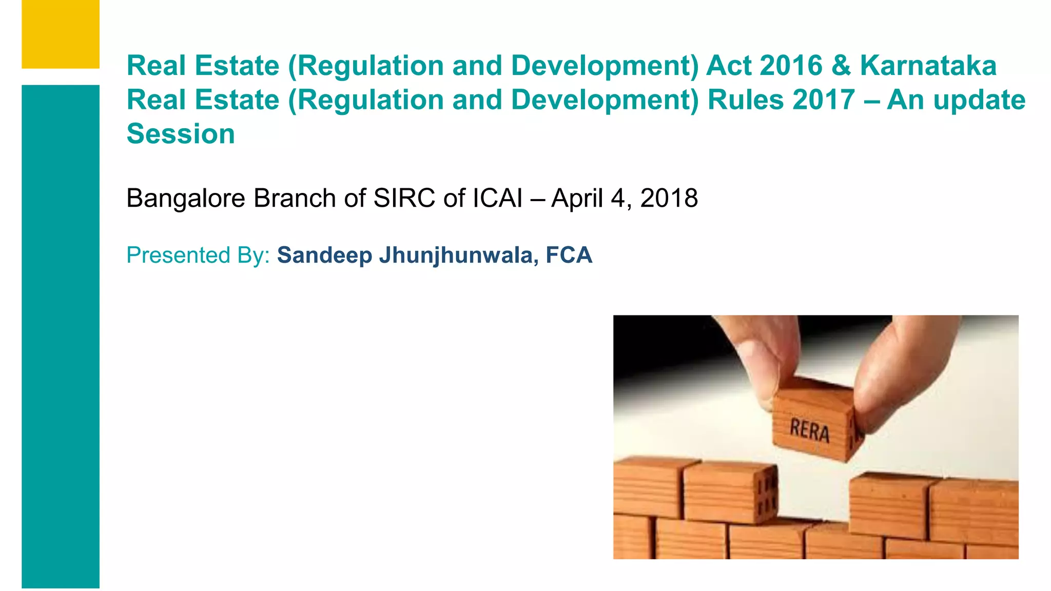 RERA - Refresher Session - Sandeep Jhunjhunwala FCA | PPT