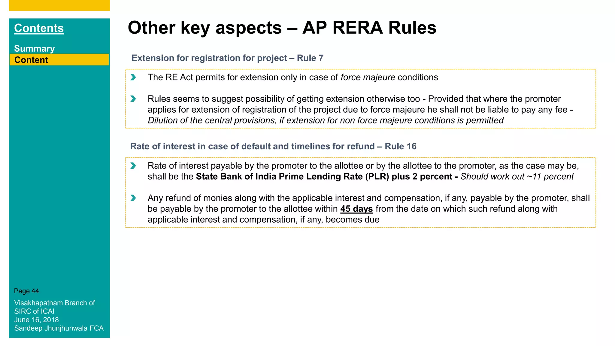 RERA Act and Andhra Pradesh RERA Rules - Sandeep Jhunjhunwala | PPT