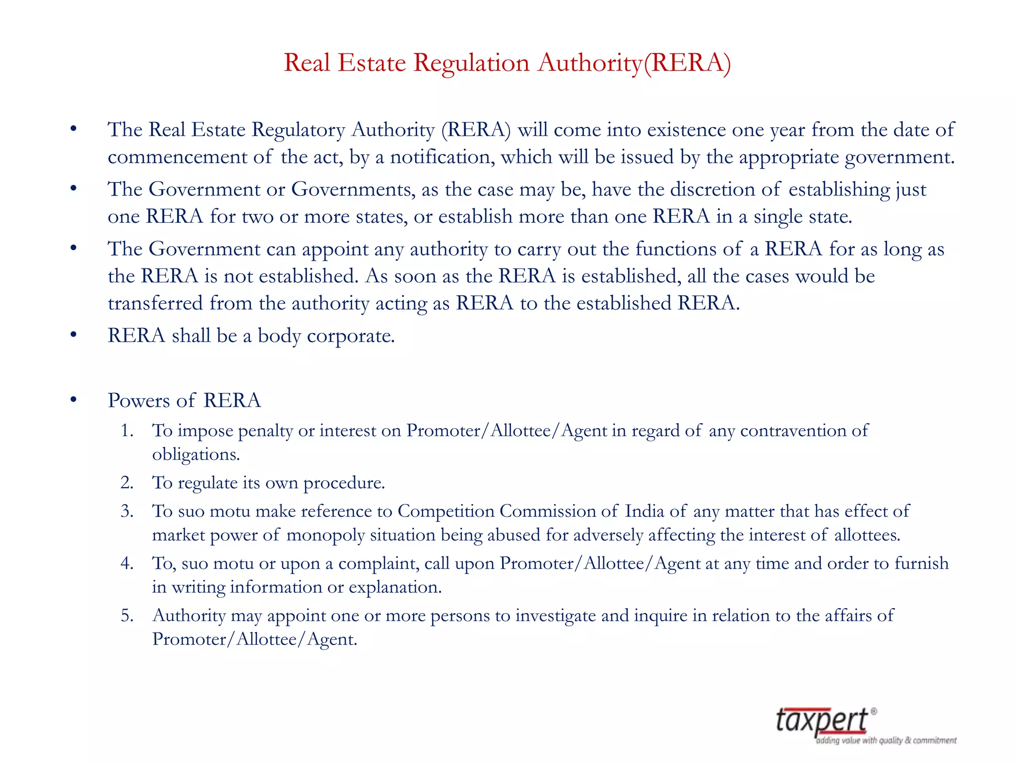 RERA ACT and its impact | PPTX