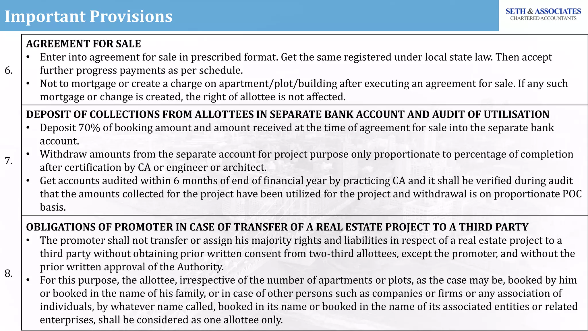 Important provisions about RERA | PPT