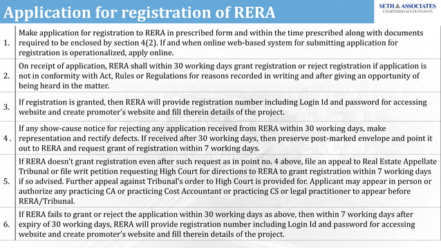 Important provisions about RERA | PPT