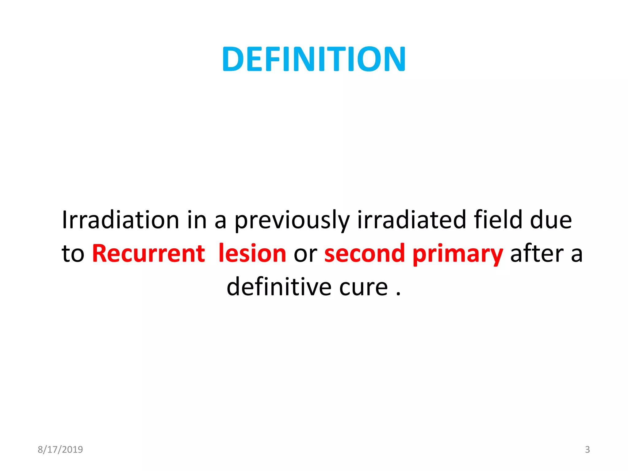DECISION MAKING IN HEAD AND NECK CANCER RE-IRRADIATION | PPTX
