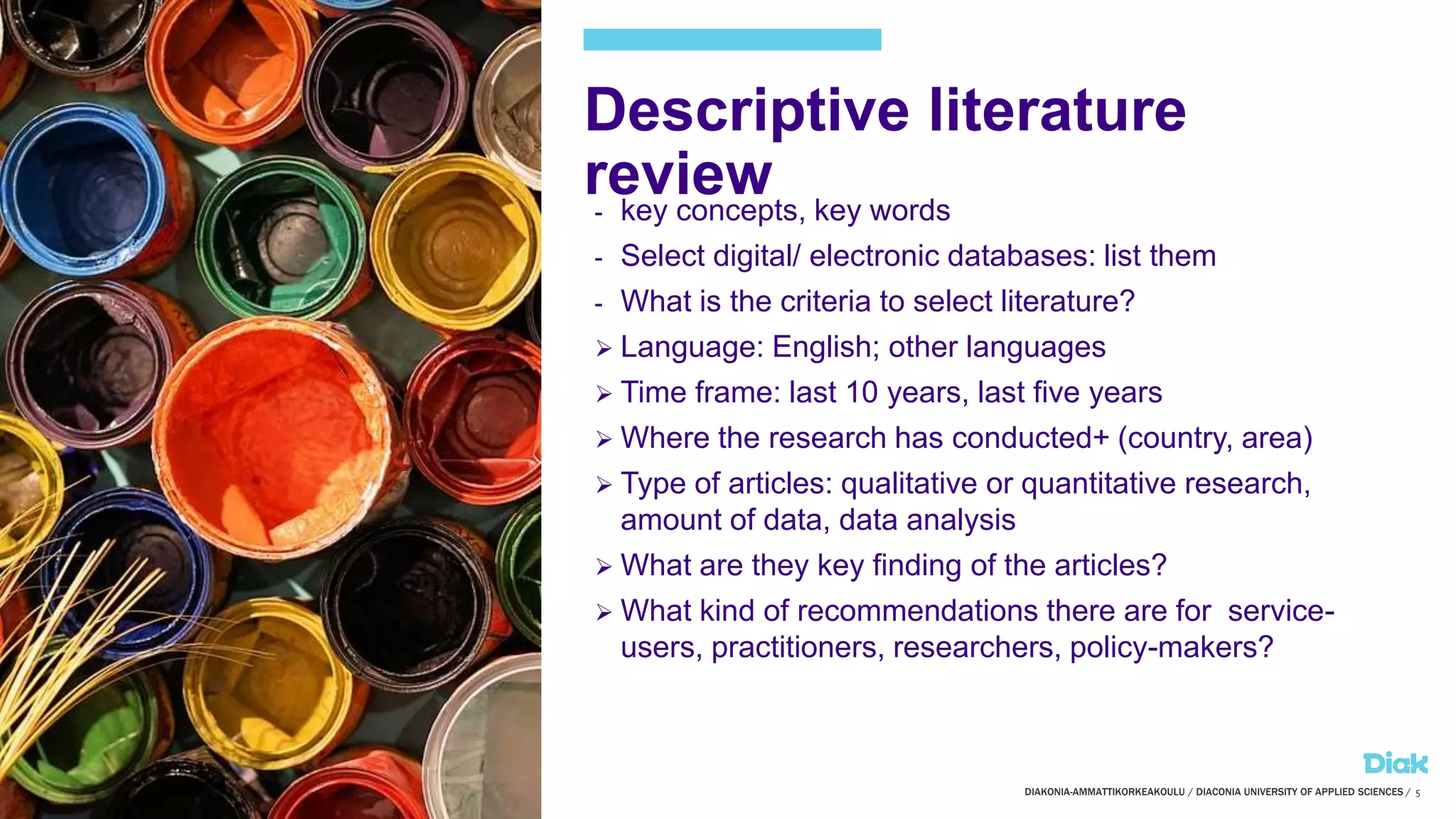 Descriptive Literature Review | PPTX | Education