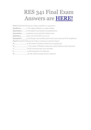 Res 341 final exam | DOCX