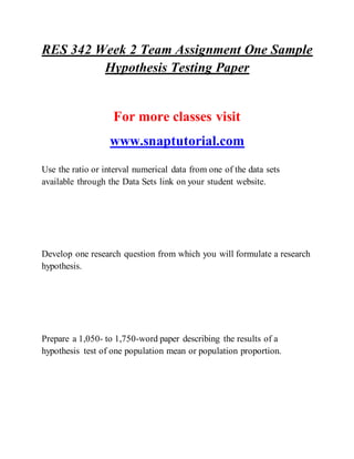 RES 342 Massive Success / snaptutorial.com