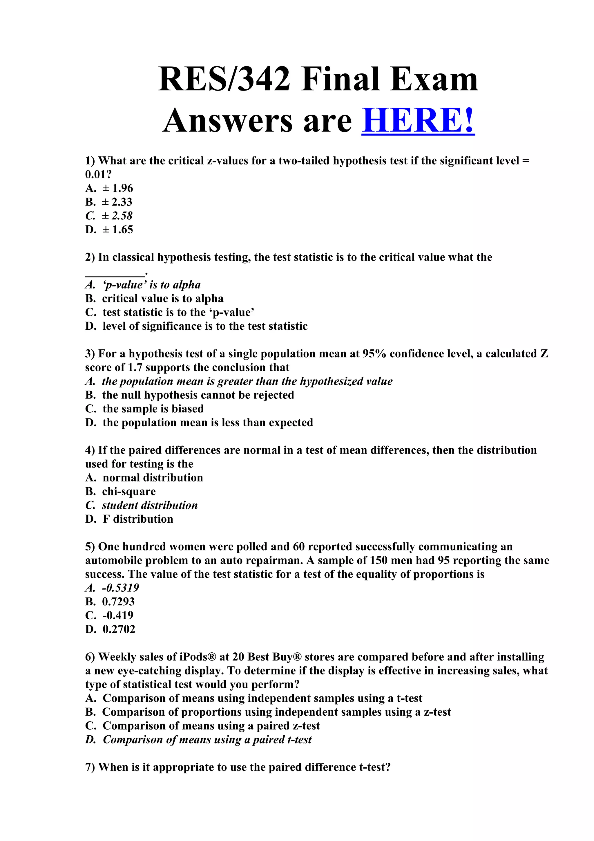 Res 342 final exam | DOC