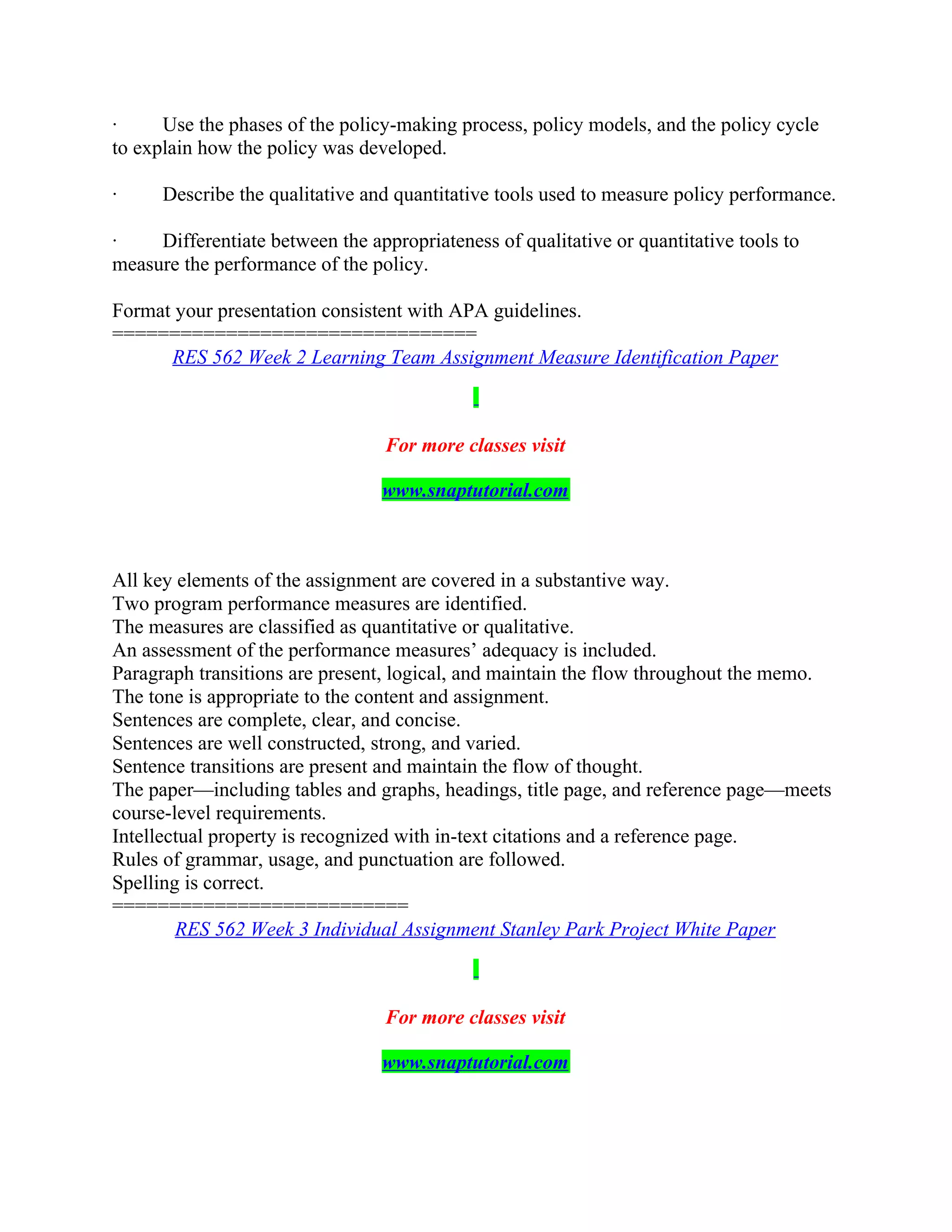 Res 562 Massive Success / snaptutorial.com | Educational Assessment | Education