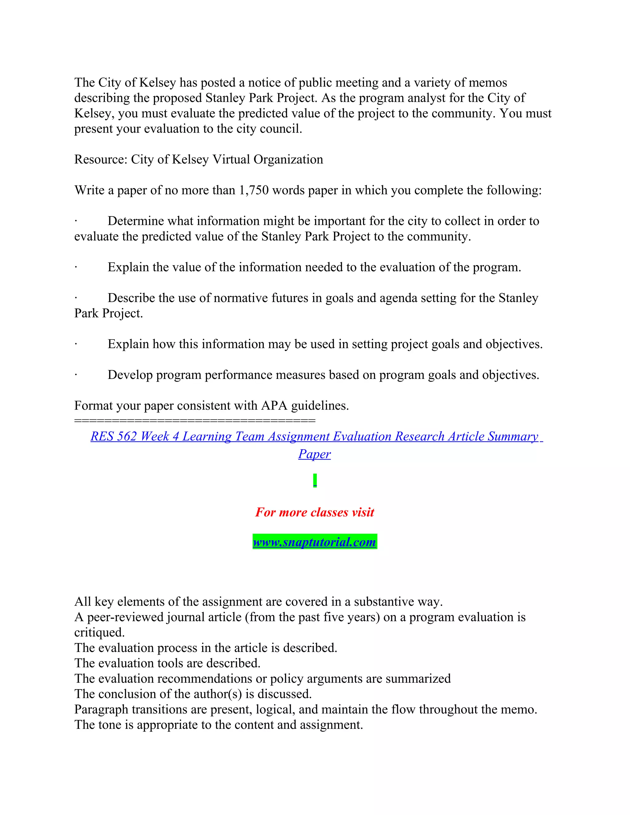 Res 562 Massive Success / snaptutorial.com | Educational Assessment | Education