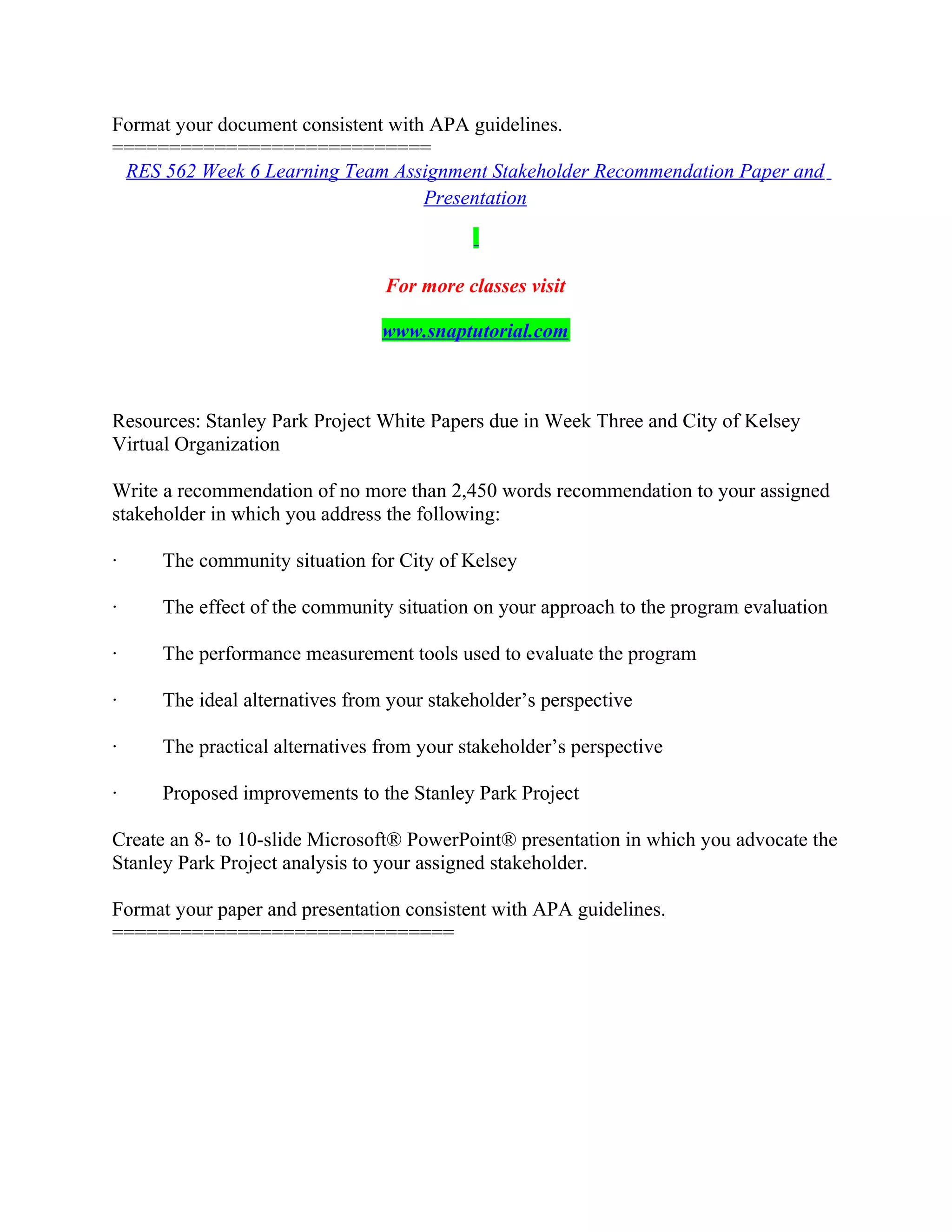 Res 562 Massive Success / snaptutorial.com | Educational Assessment | Education