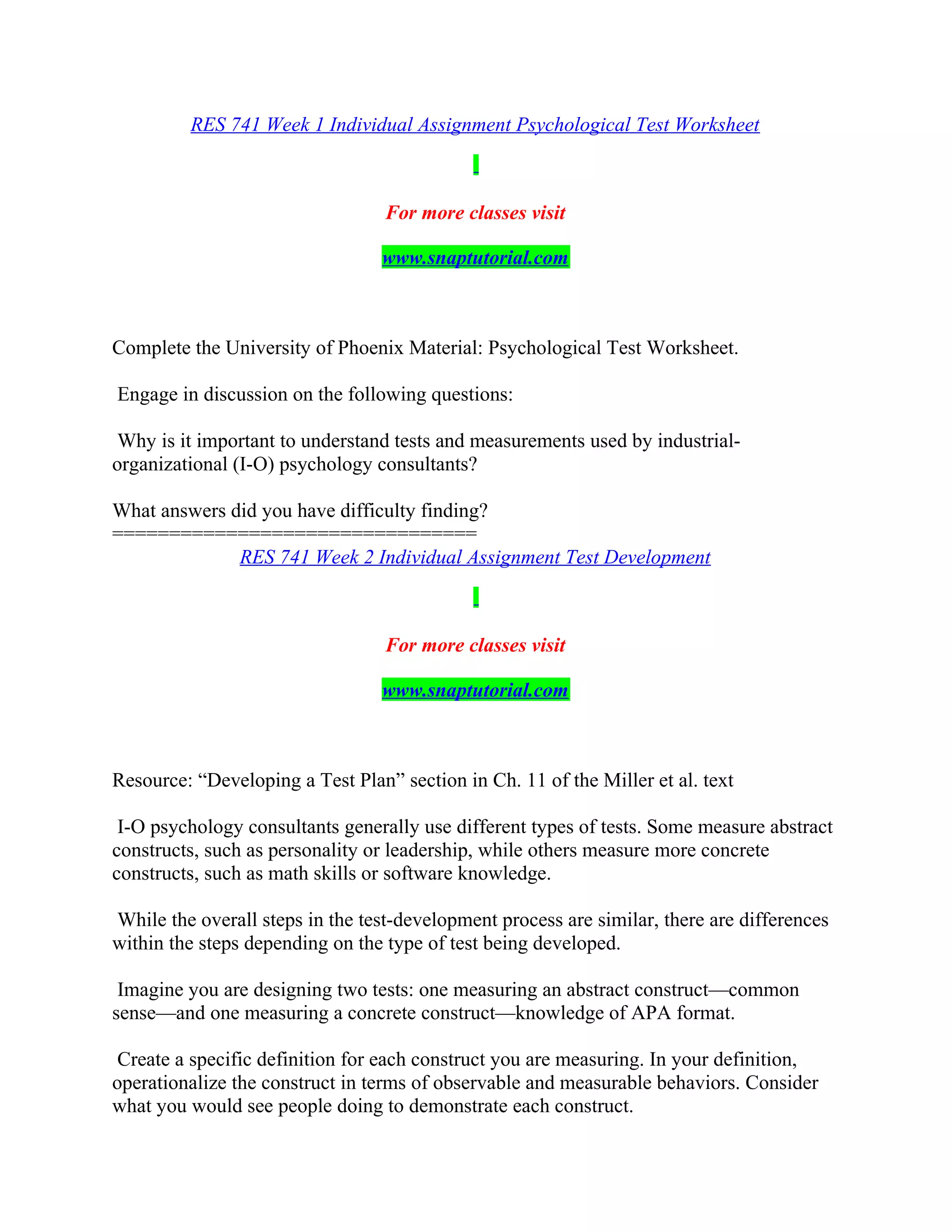 Res 741 Massive Success / snaptutorial.com