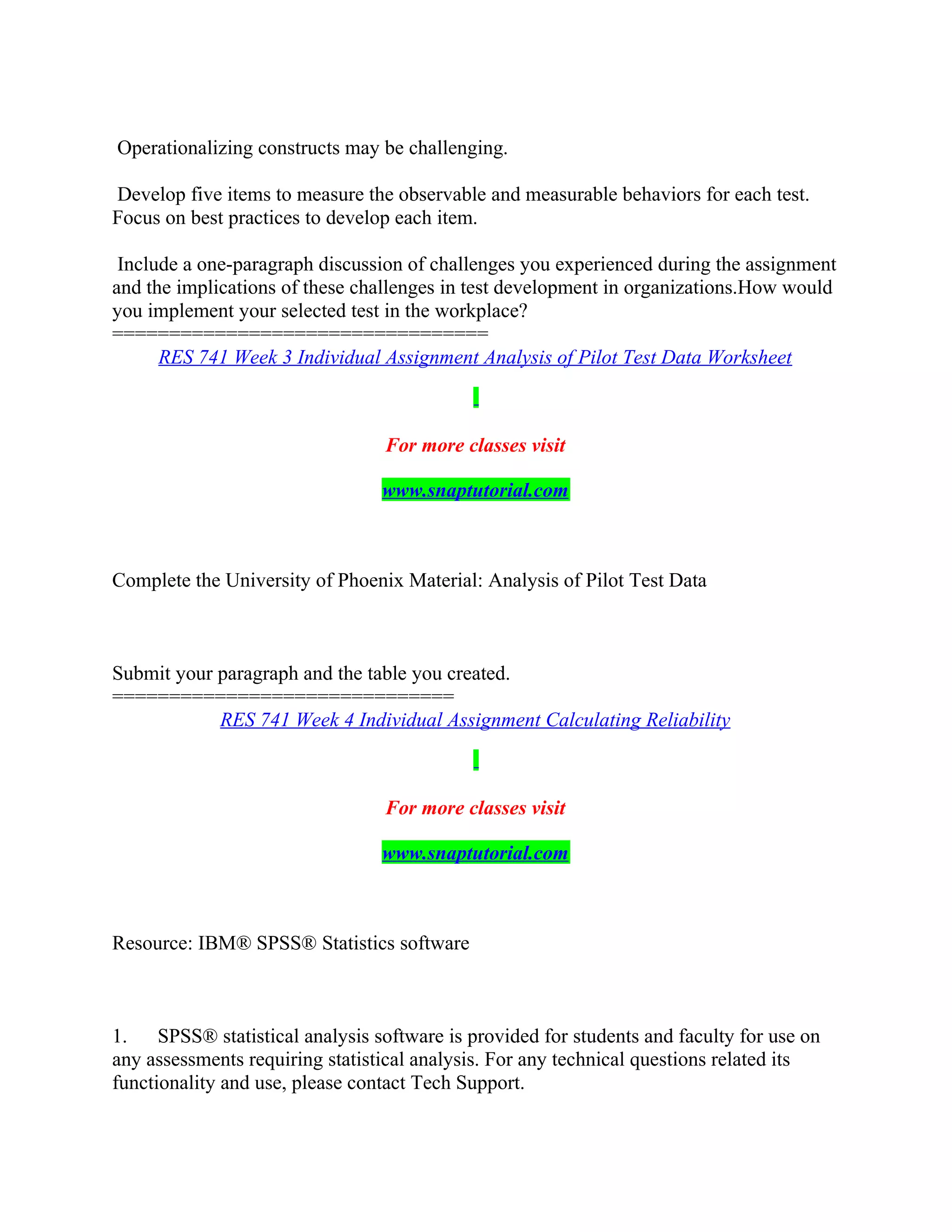 Res 741 Massive Success / snaptutorial.com