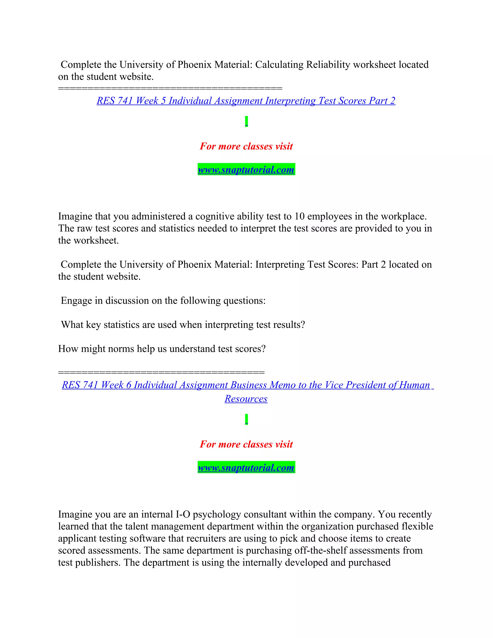 Res 741 Massive Success / snaptutorial.com