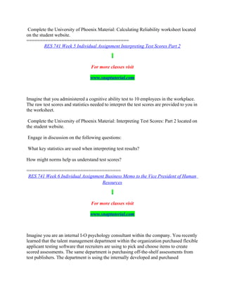 Res 741 Massive Success / snaptutorial.com