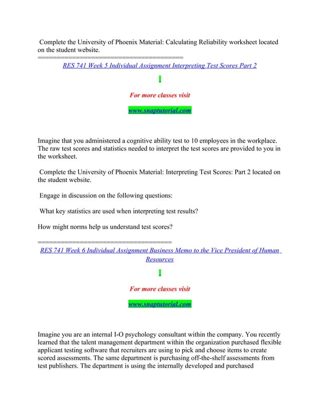 Res 741 Massive Success / snaptutorial.com