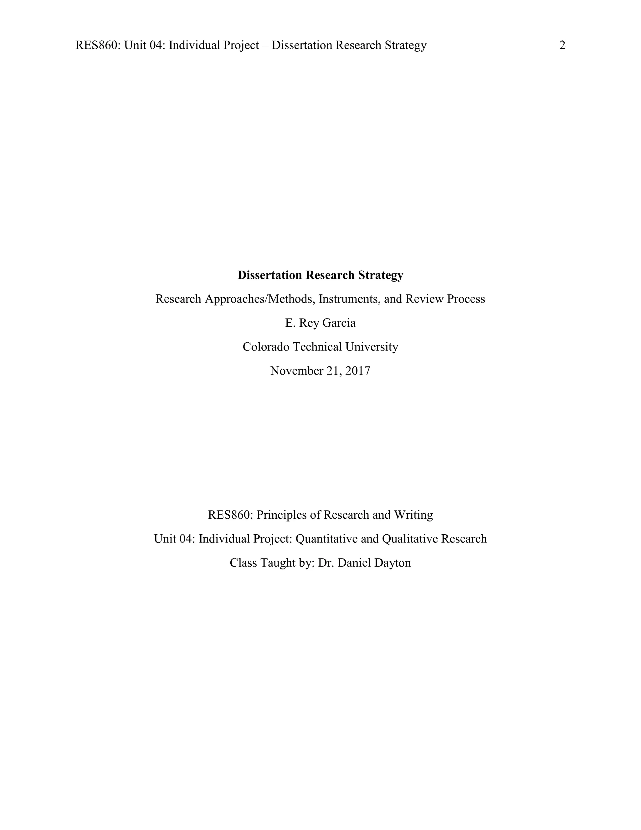Dissertation Research Strategy | PDF