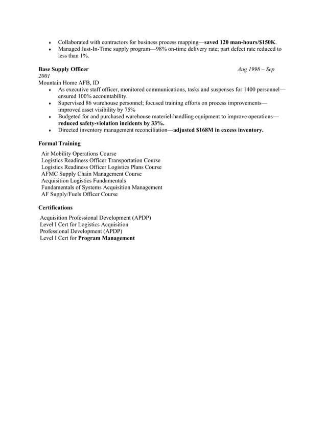 Sample Military Resume | DOC