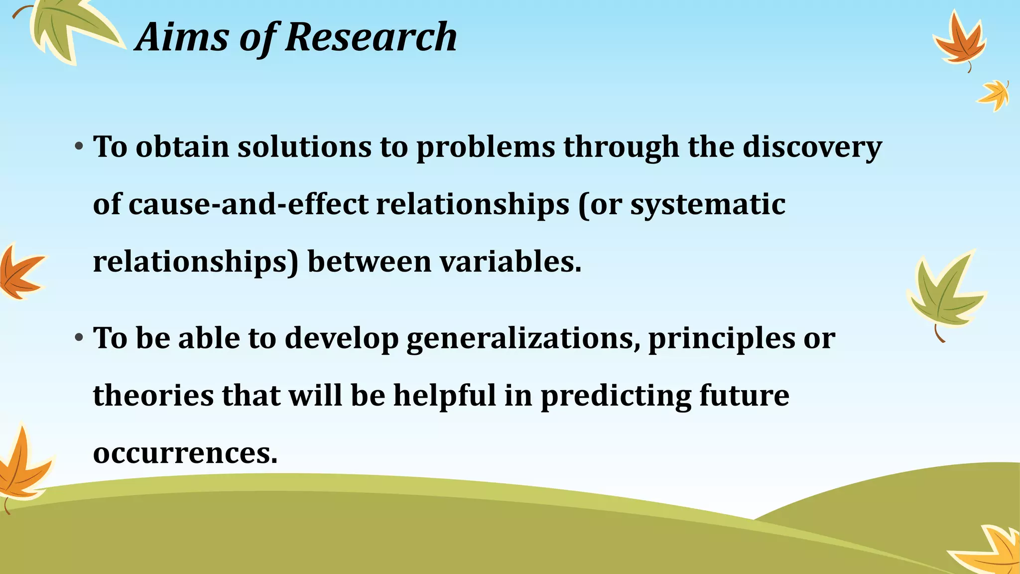 What is Research? And write its aims. | PPTX | Science