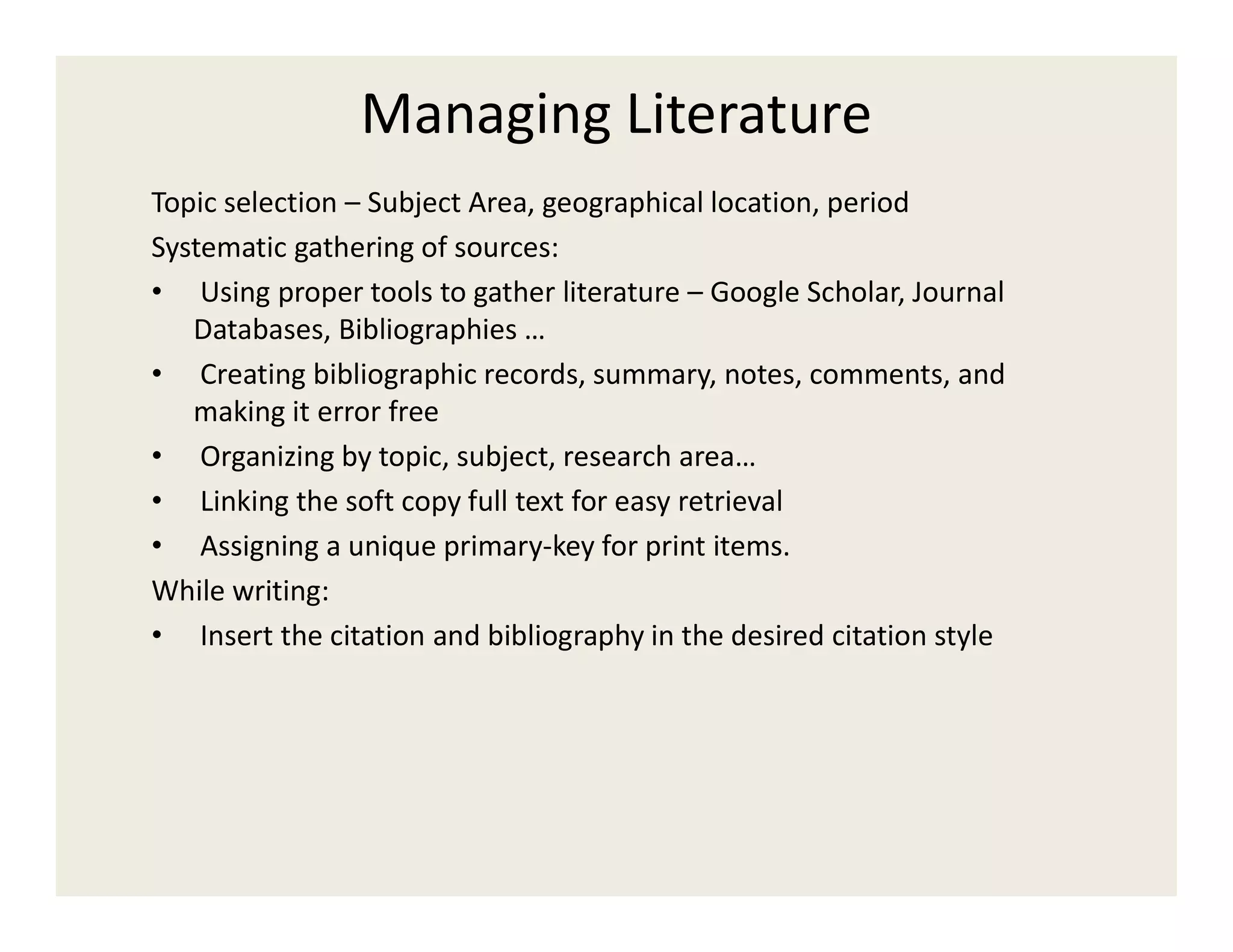 Information sources, Academic writing and Reference management | PPT
